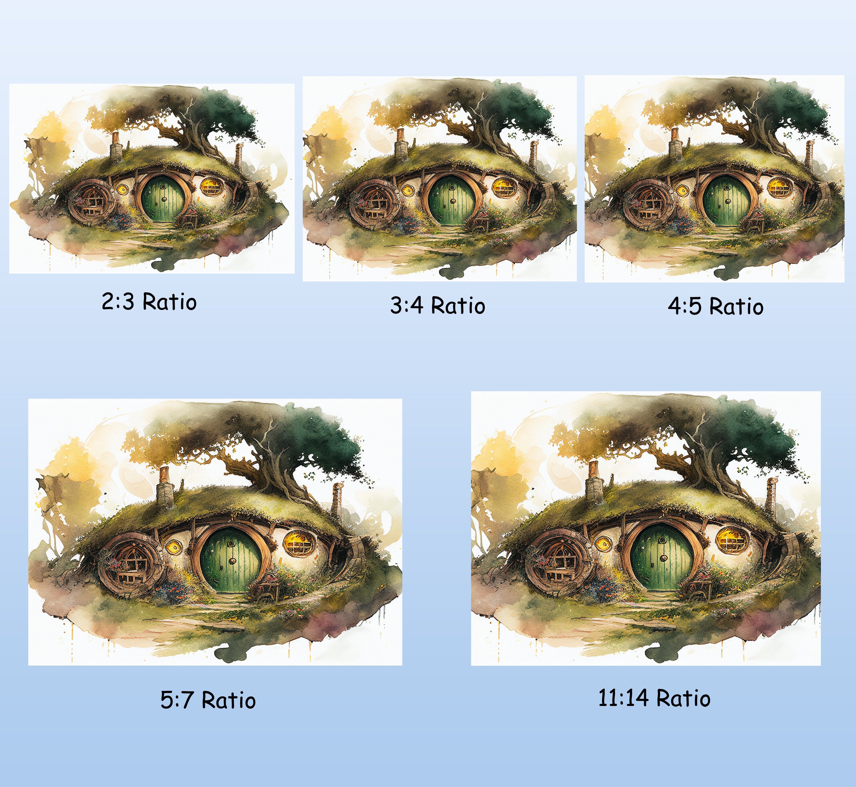 Bag End Watercolor Painting Lord of the Rings Art Fantasy - Etsy