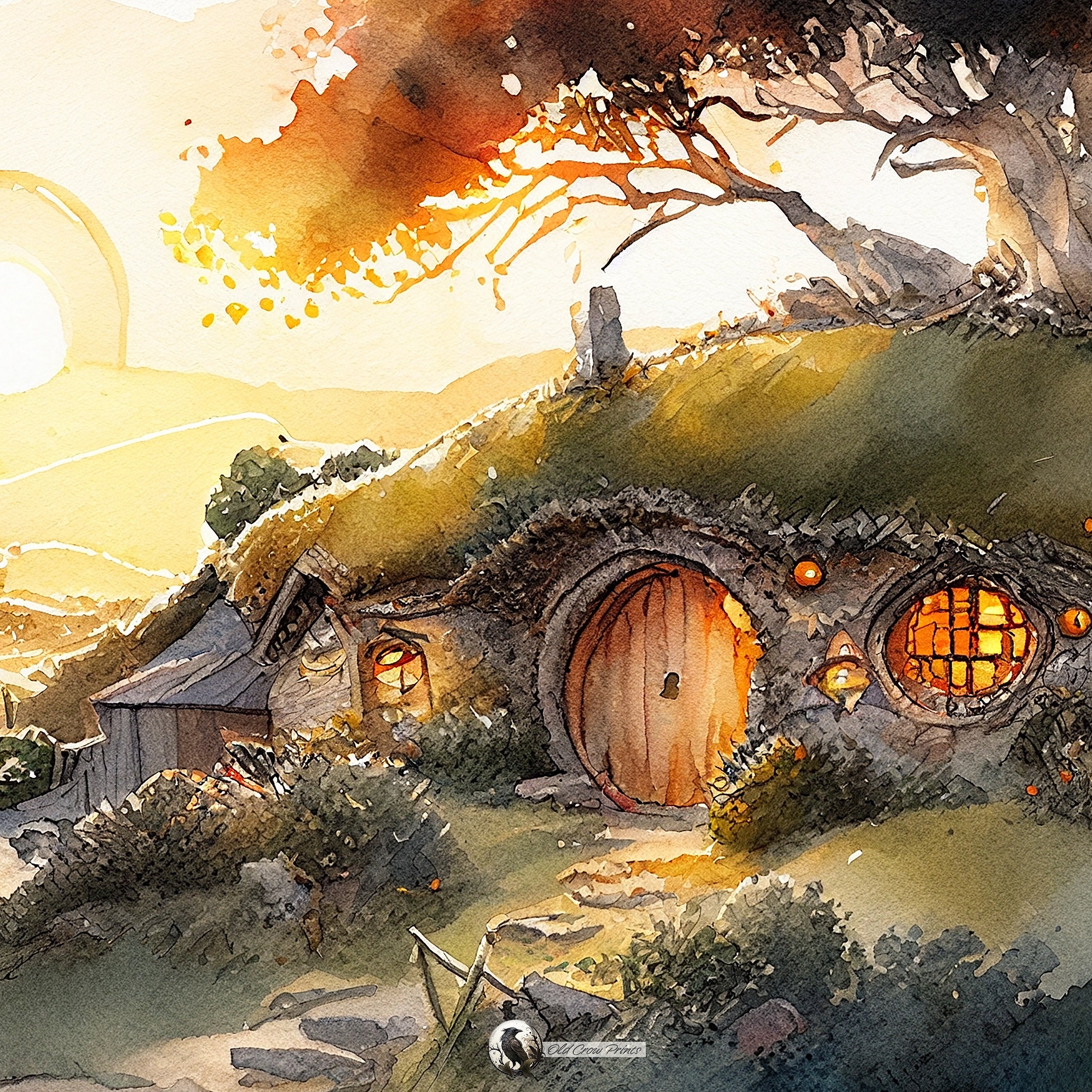 Bag End Sunrise Painting, Lord of the Rings Art, Fantasy Art, Tolkien ...