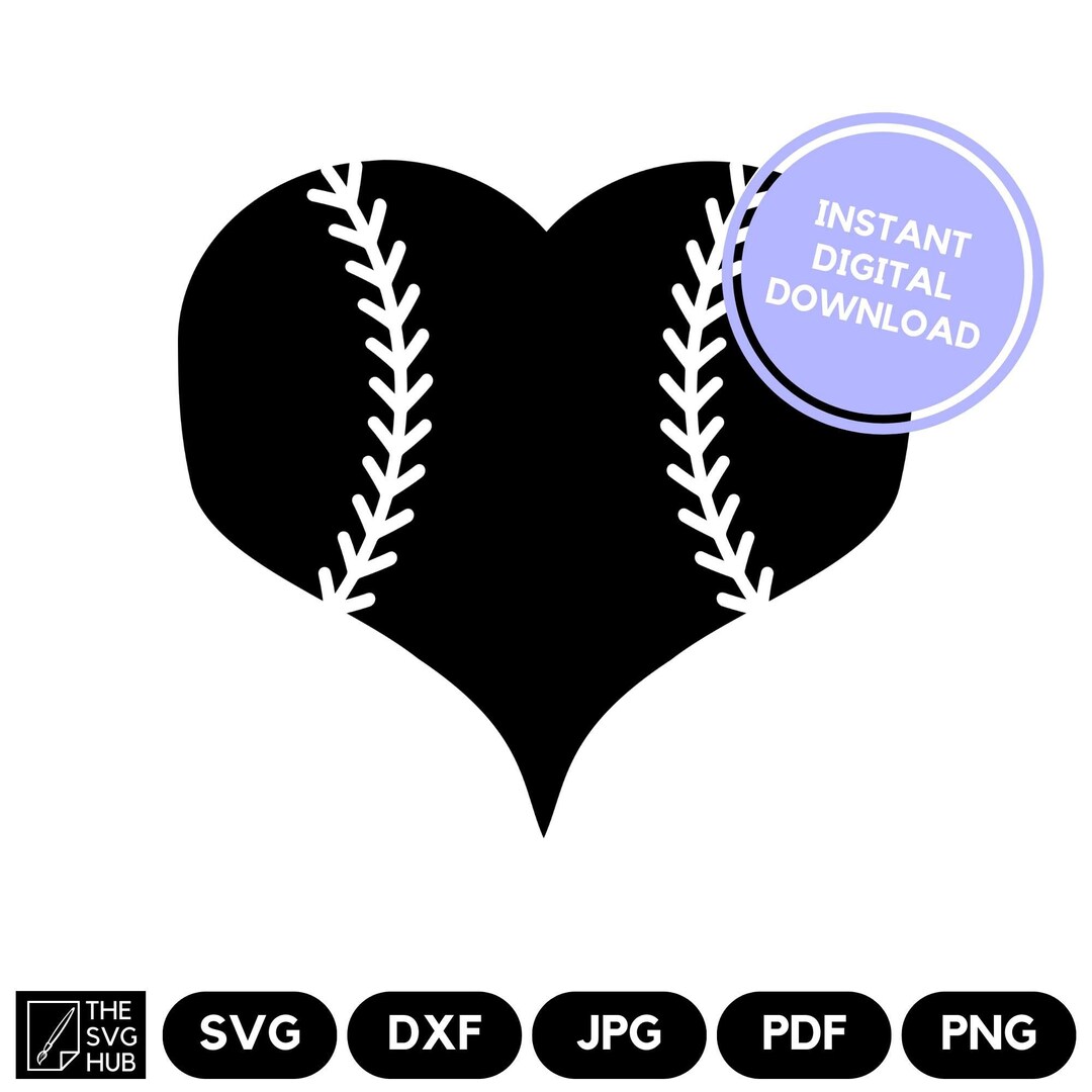 Baseball Heart With Stitches SVG Design - Instant Digital Download ...