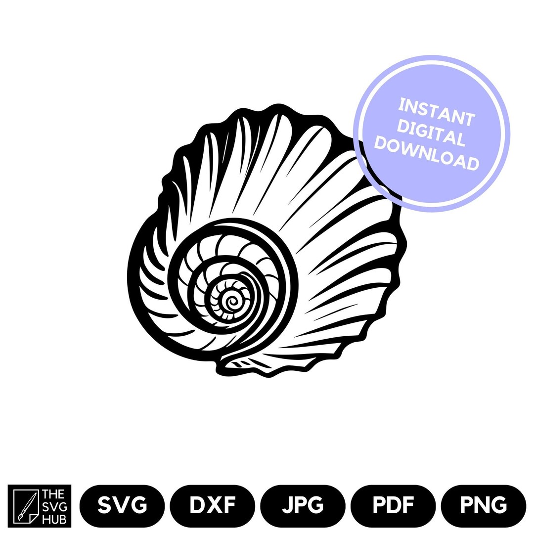 Sea Shell SVG Instant Digital Download - Summertime Silhouette Clipart ...