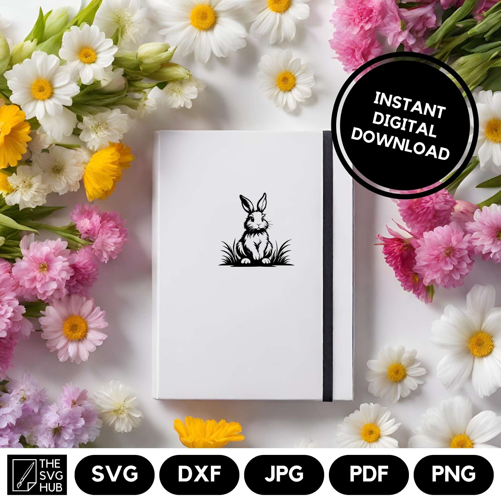 Rabbit SVG Instant Digital Download Easter Silhouette Clipart Detailed ...