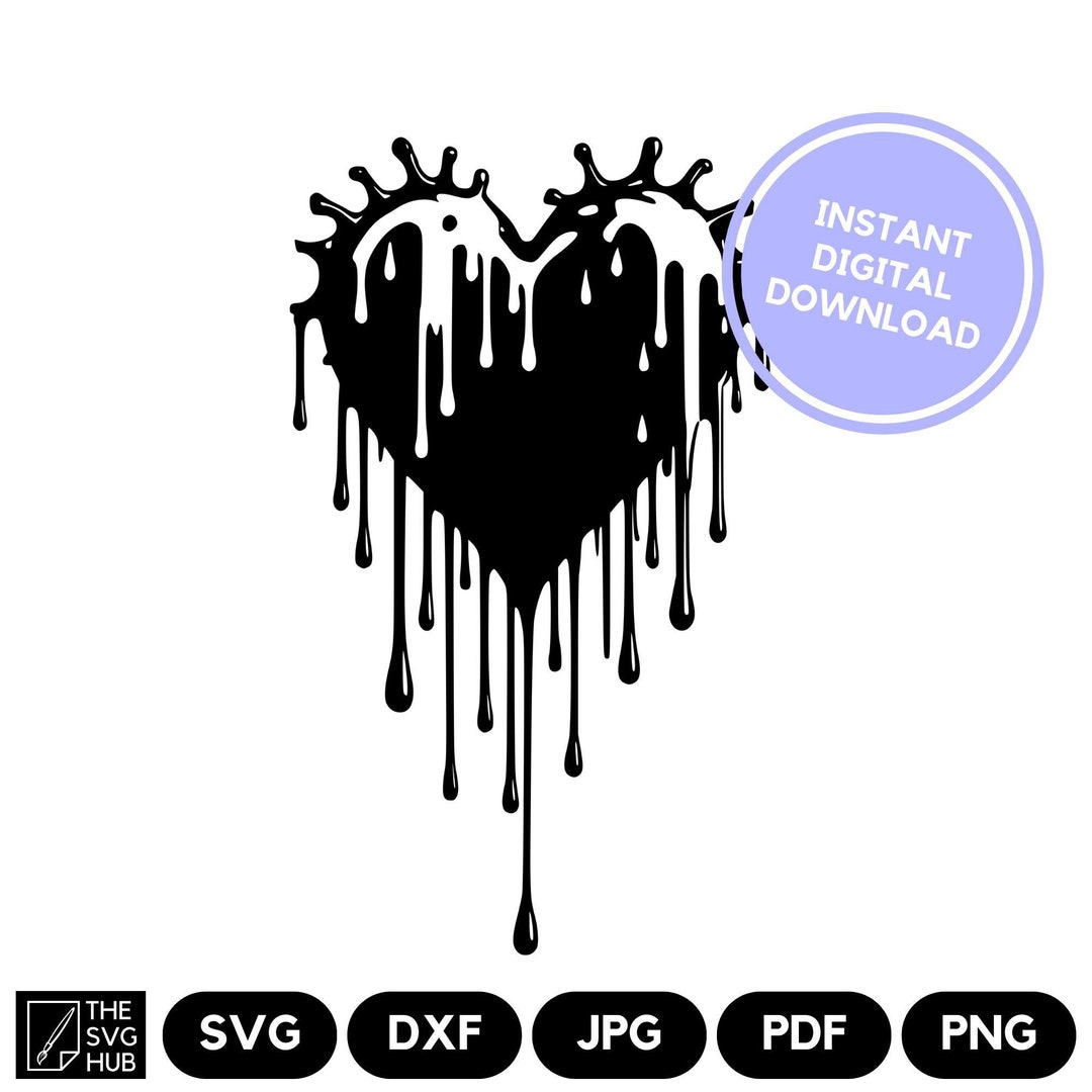 Dripping Heart SVG Instant Digital Download Valentines Day Silhouette ...