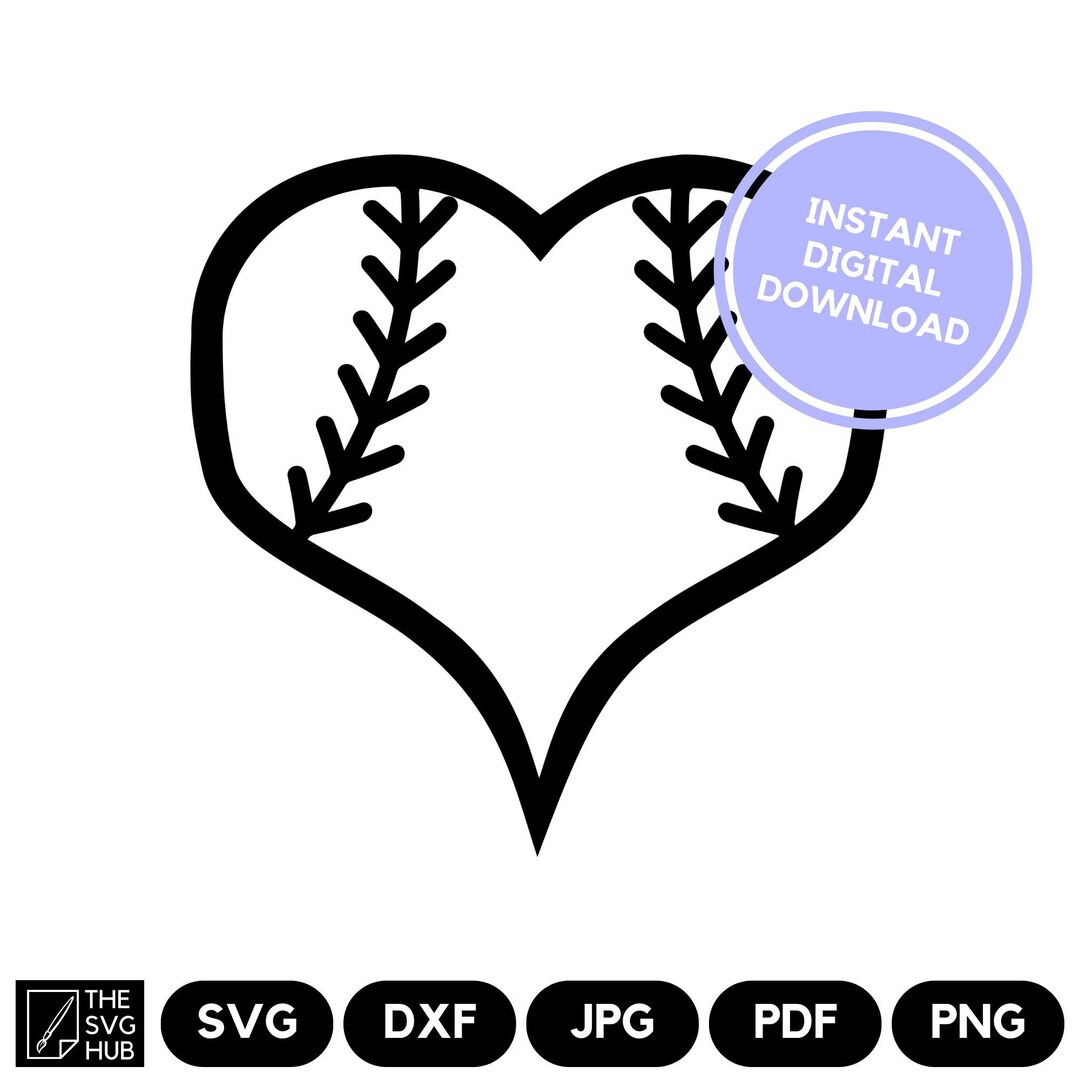 Baseball Heart With Stitches SVG Design - Instant Digital Download ...