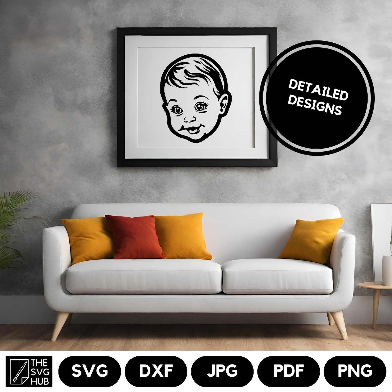 Cute Baby Face SVG, Instant Digital Download, Printable Baby Image for ...