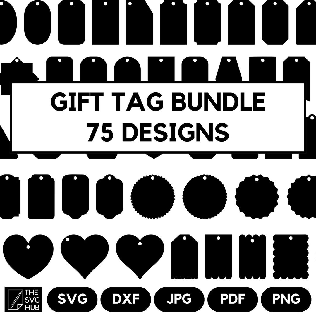 75 Gift Tags SVG Bundle, Instant Digital Download, Cutting Machine File ...