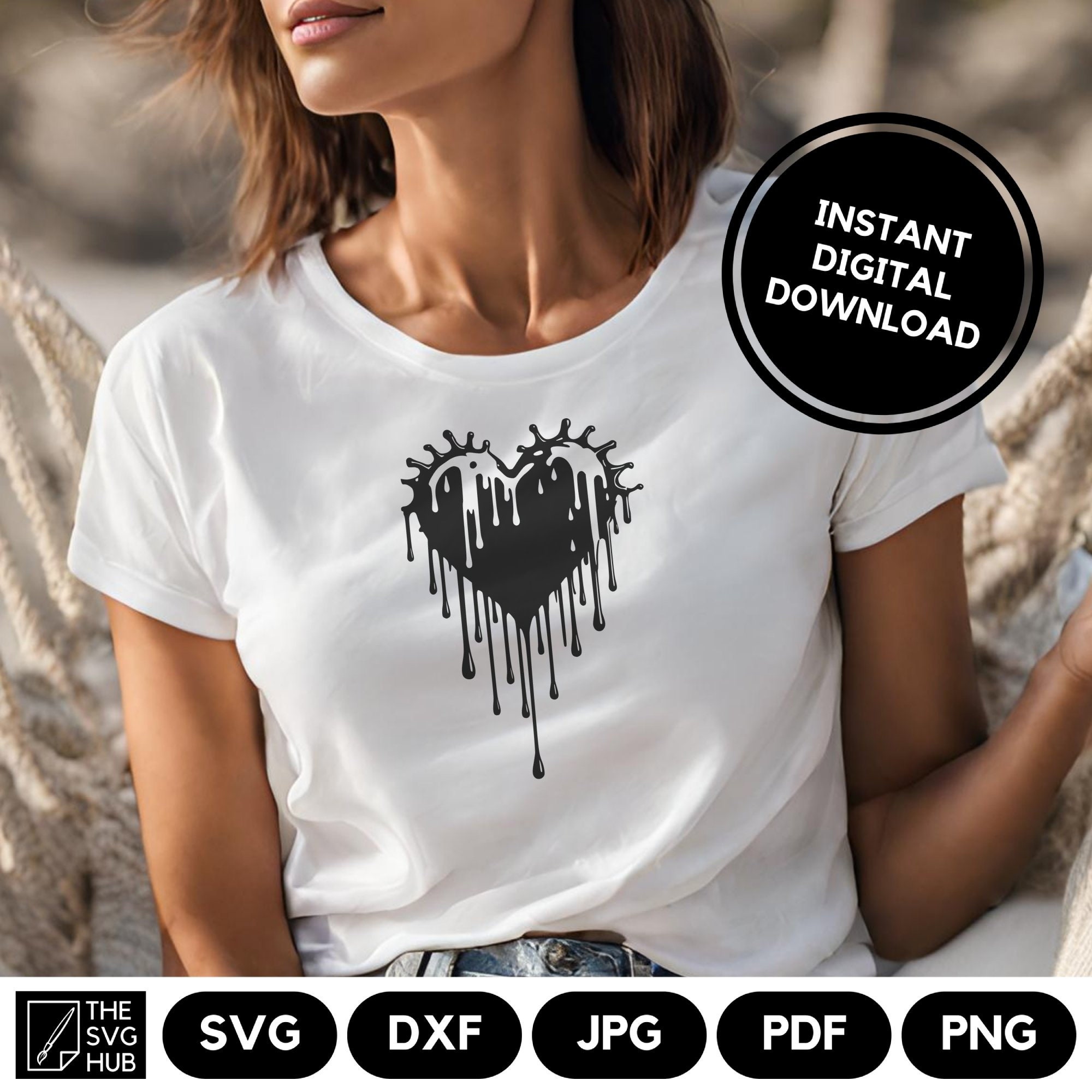 Dripping Heart SVG Instant Digital Download - Valentines Day Silhouette ...