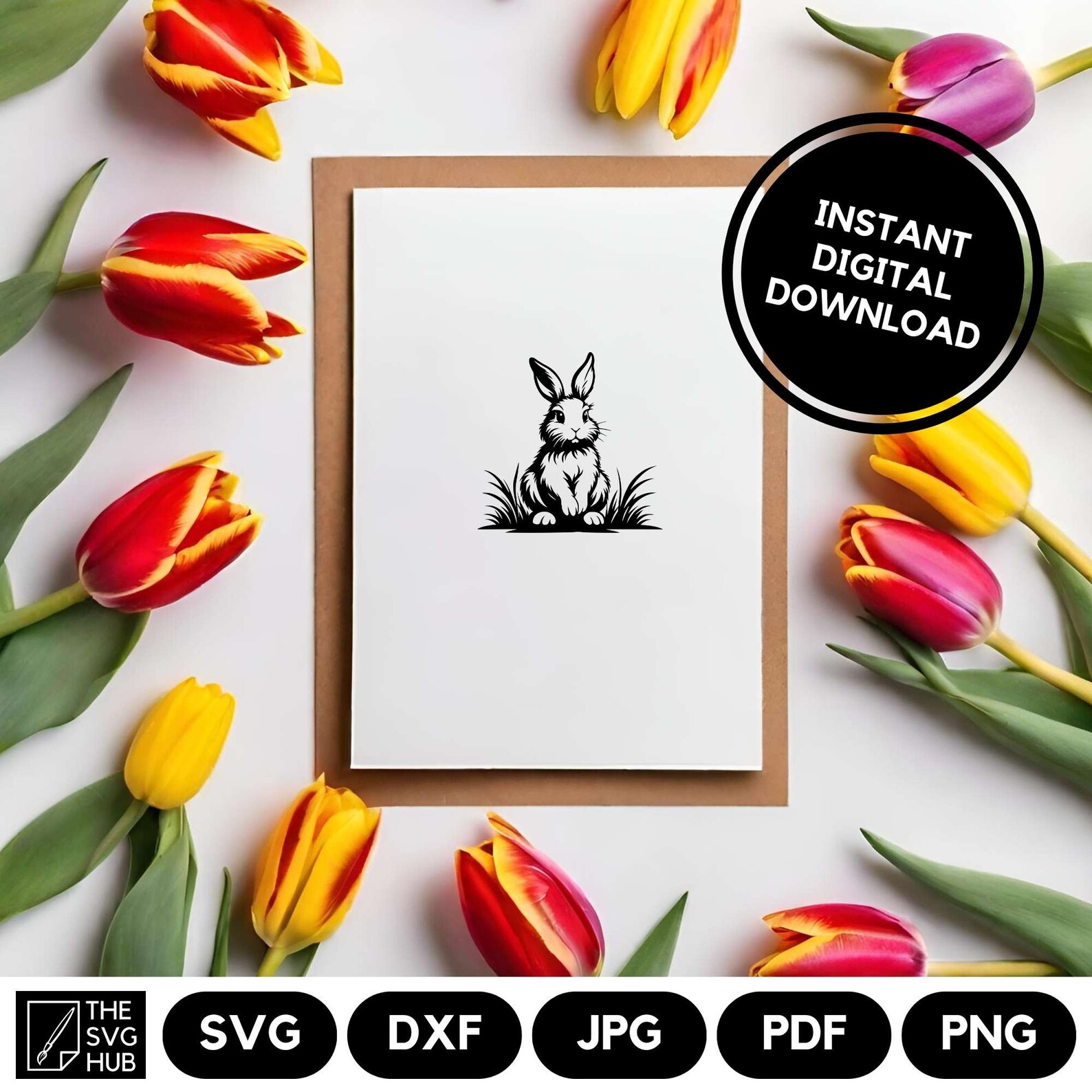 Rabbit SVG Instant Digital Download Easter Silhouette Clipart Detailed ...