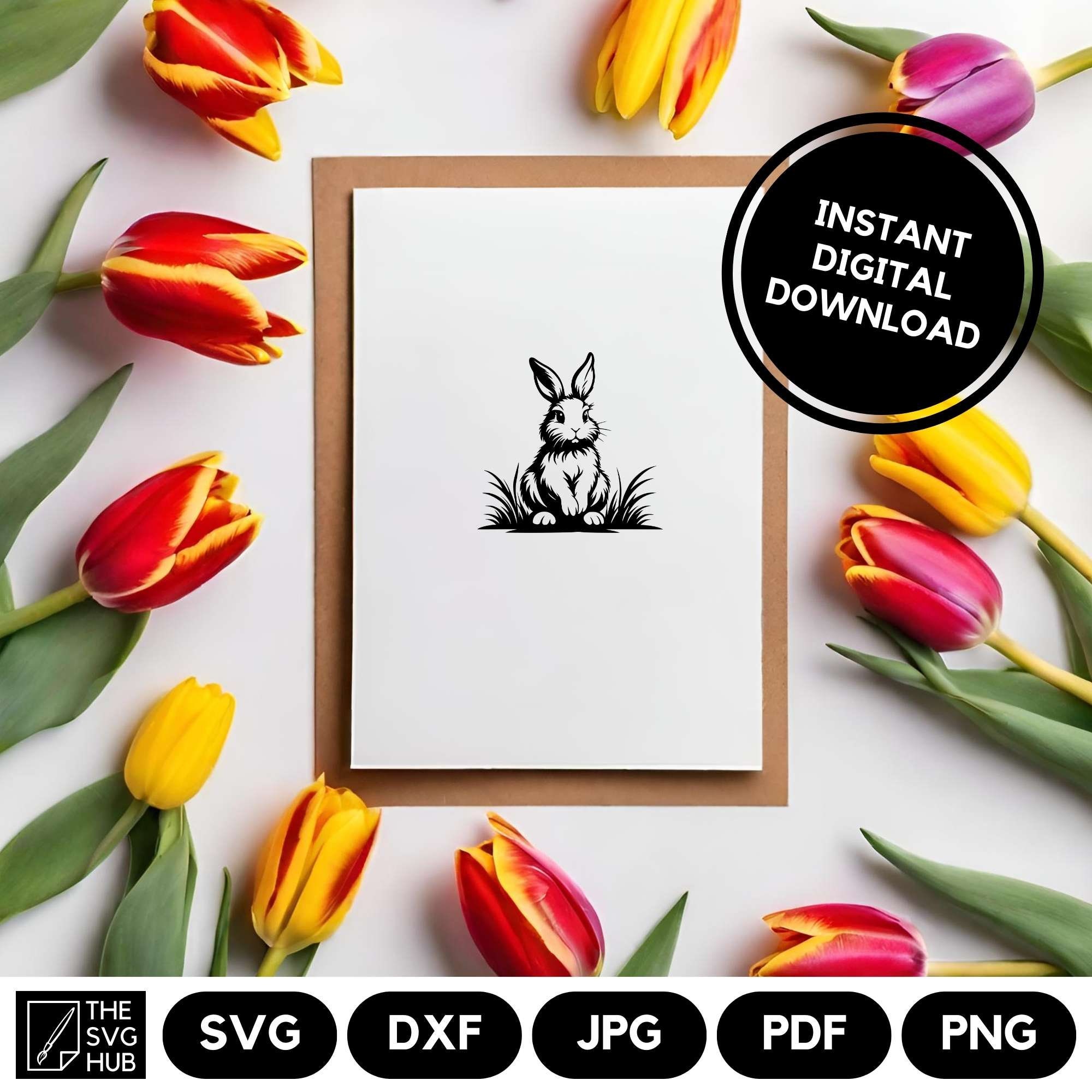 Rabbit SVG Instant Digital Download Easter Silhouette Clipart Detailed ...