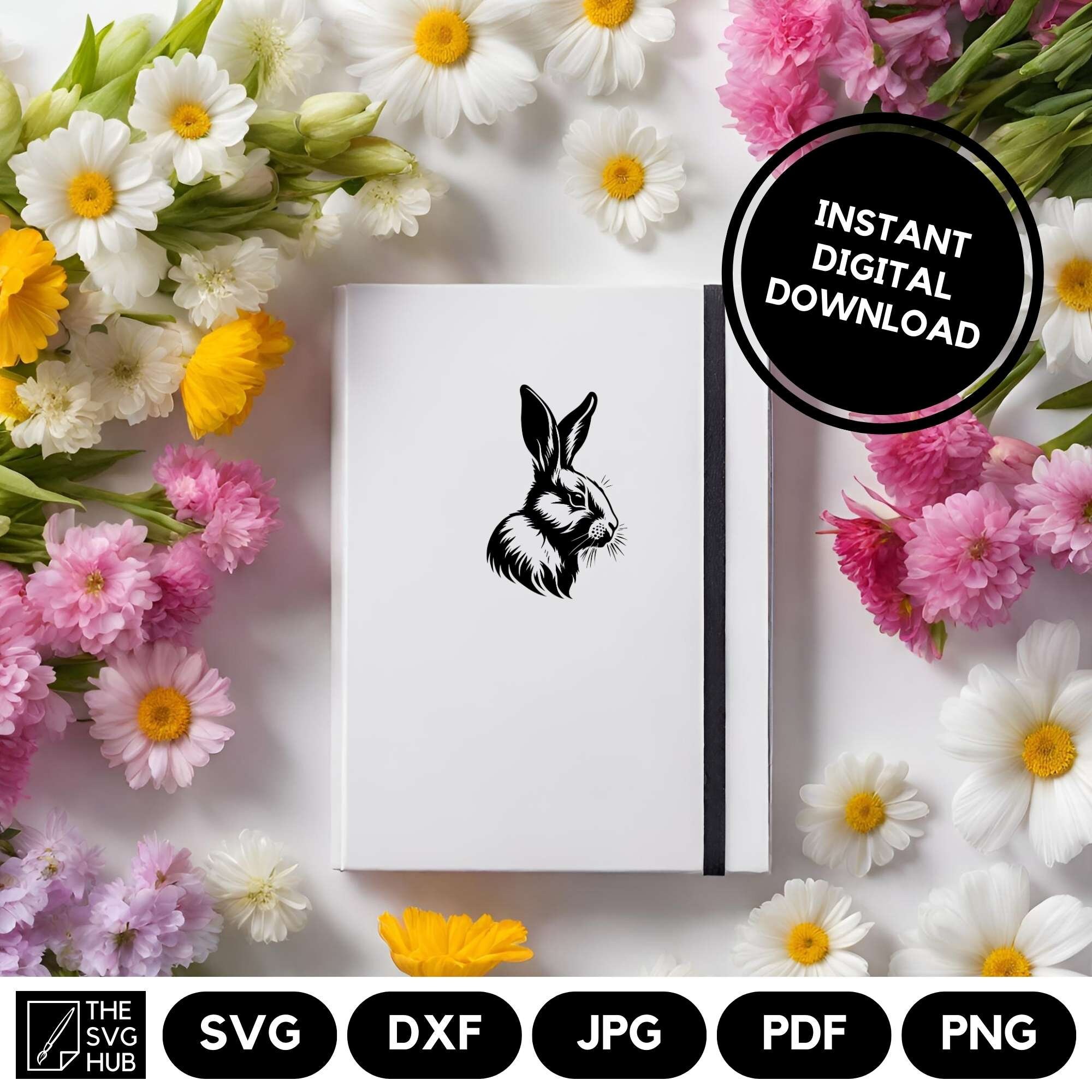 Rabbit SVG Instant Digital Download Easter Silhouette Clipart Detailed ...