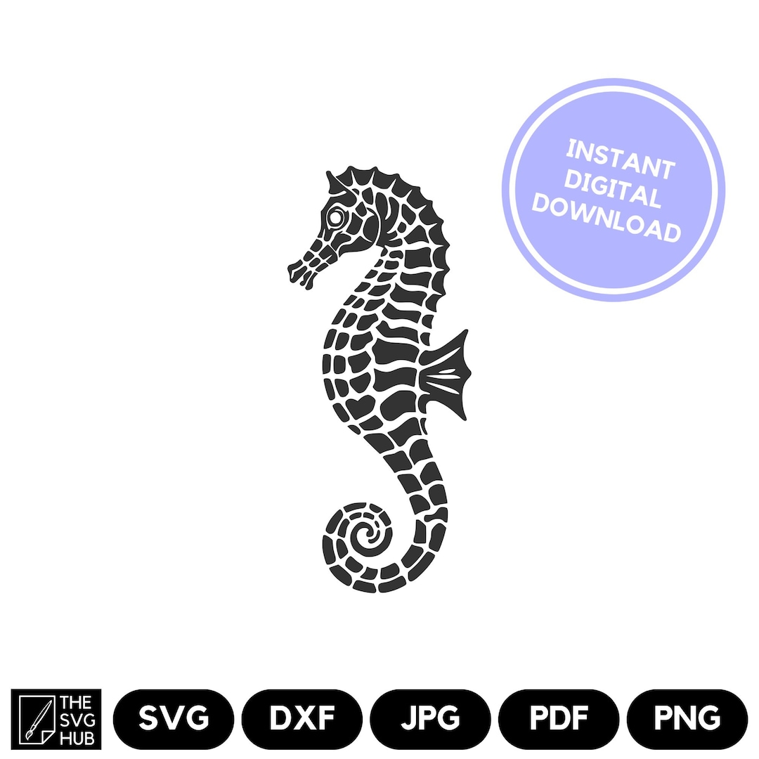 Seahorse SVG, Instant Digital Download, Printable Sea Creature Cutting ...