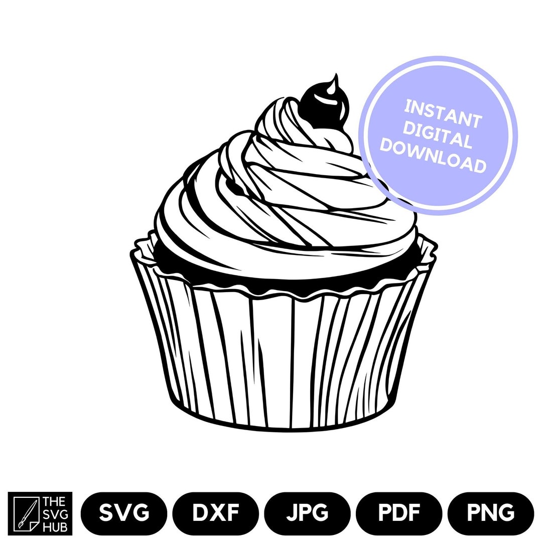 Cupcake SVG Instant Digital Download - Cake Silhouette Clipart ...