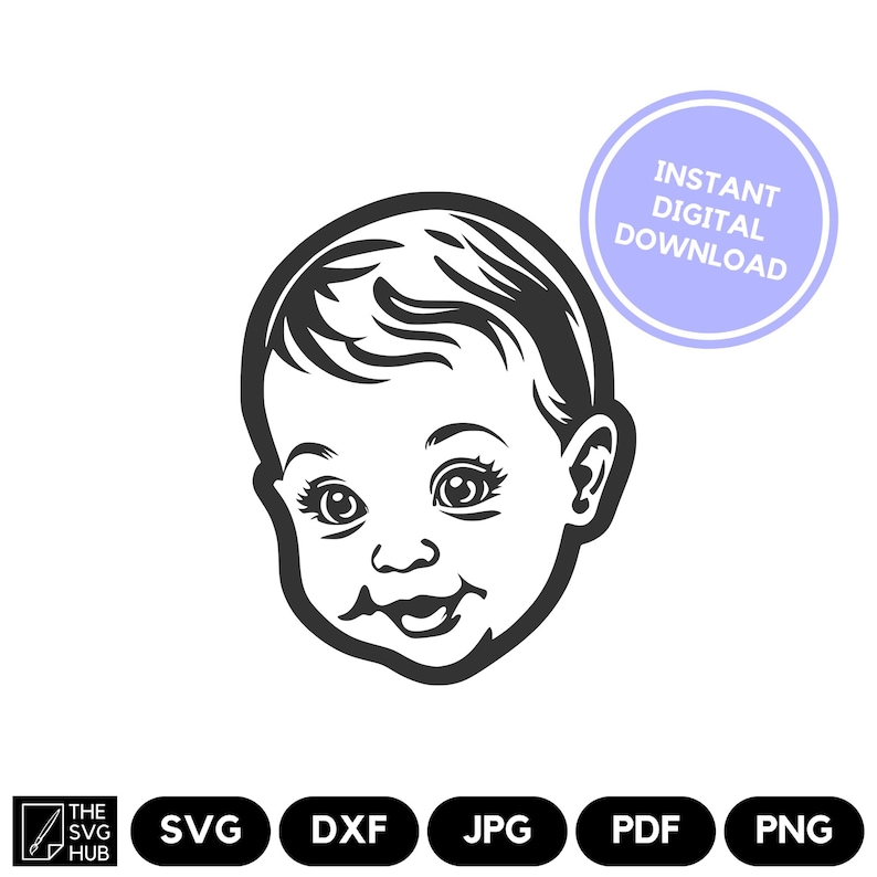 Cute Baby Face SVG, Instant Digital Download, Printable Baby Image for ...