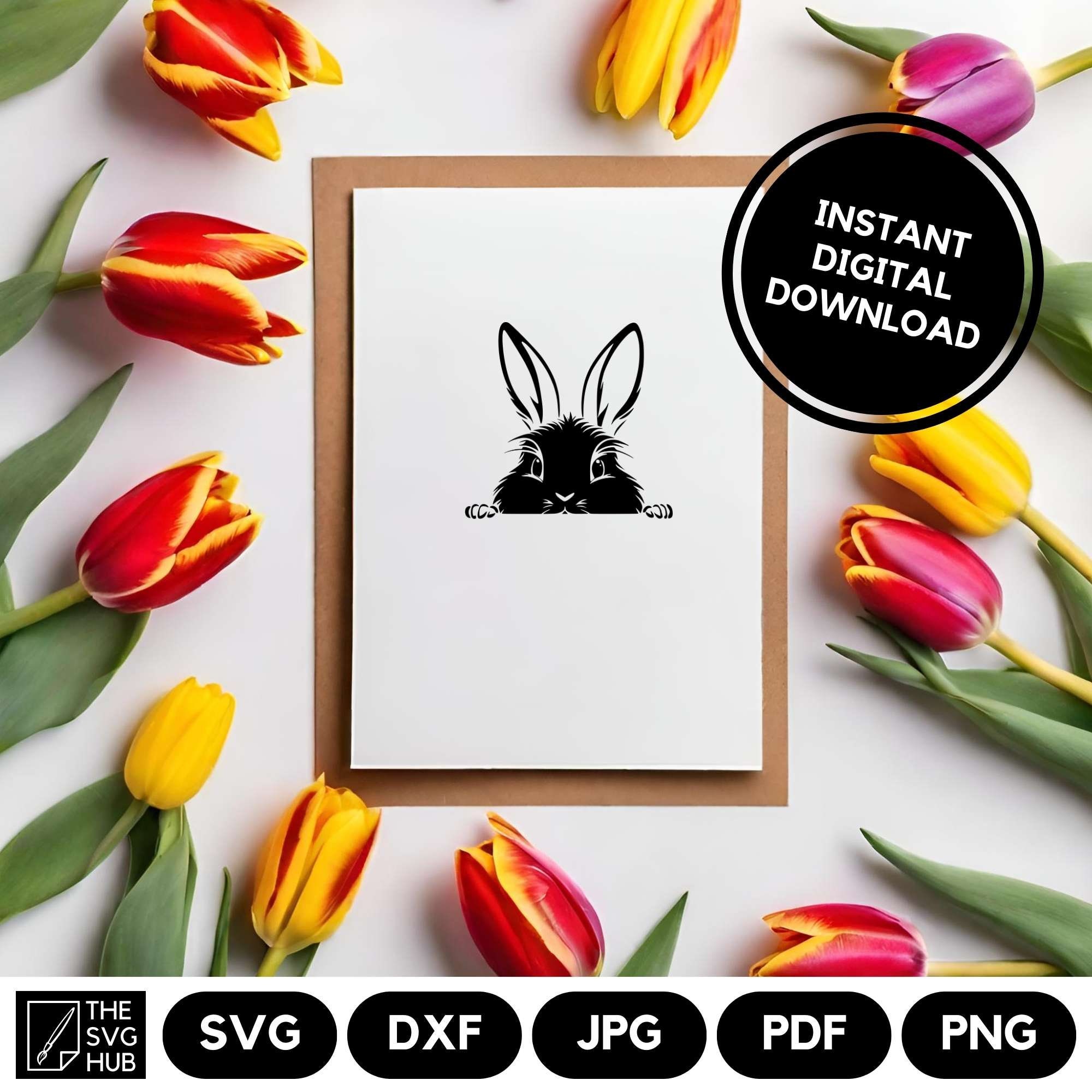 Peeping Rabbit SVG Instant Digital Download - Easter Silhouette Clipart ...