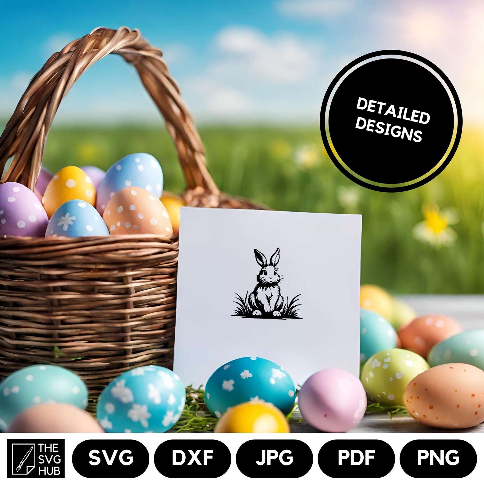Rabbit SVG Instant Digital Download Easter Silhouette Clipart Detailed ...