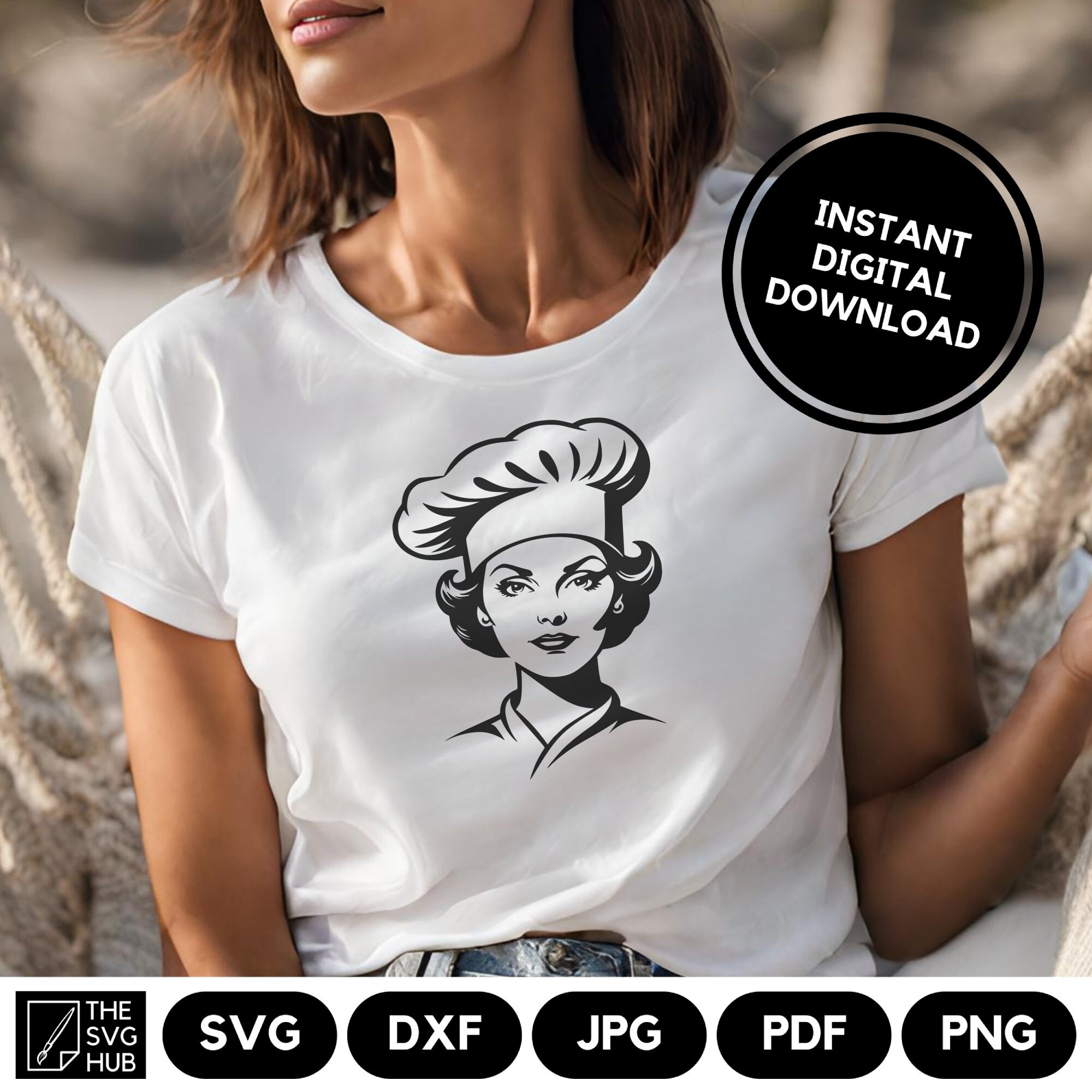 Woman Chef SVG Instant Digital Download, Printable Artwork Ideal for ...