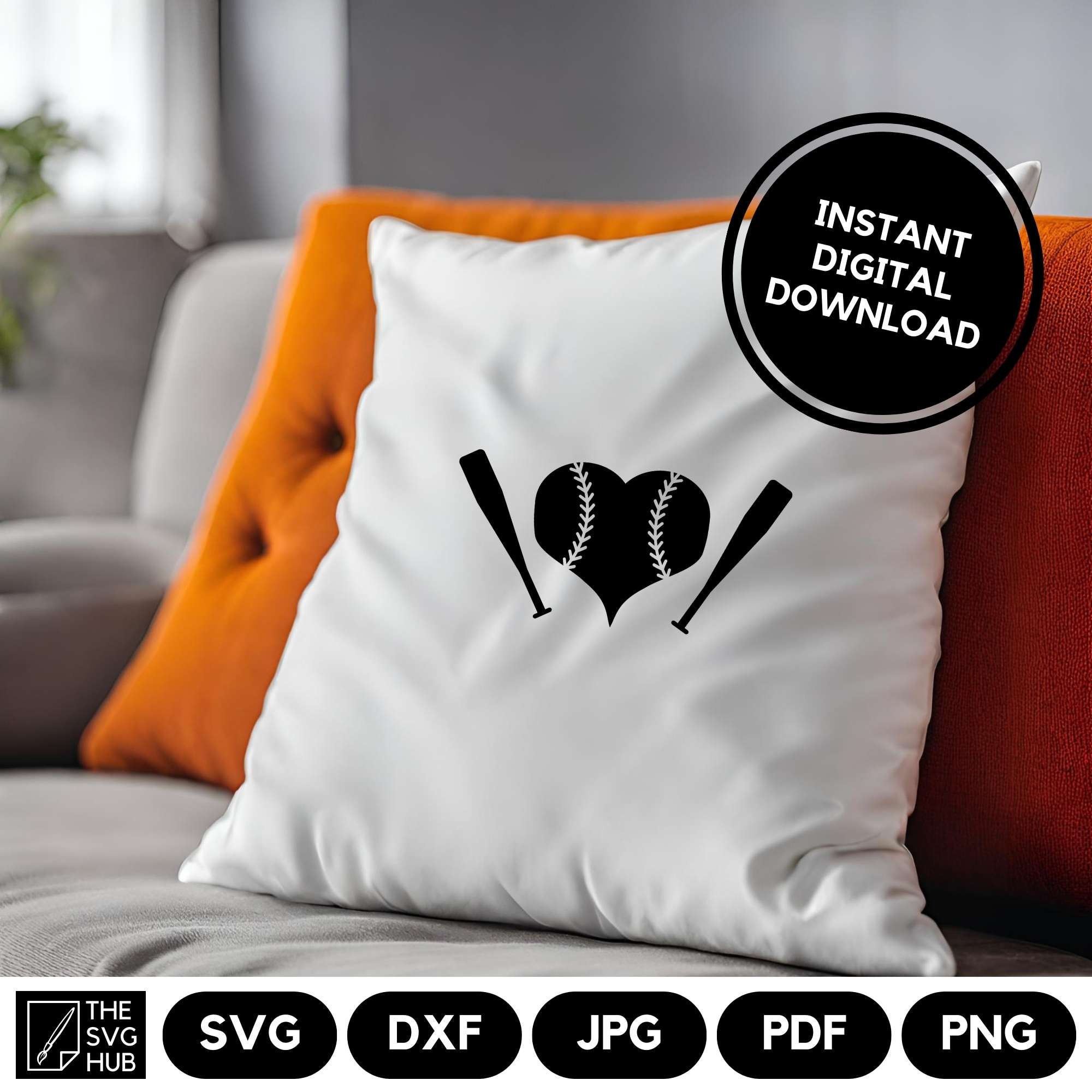 Baseball Heart and Bat SVG Instant Digital Download Softball Lover ...