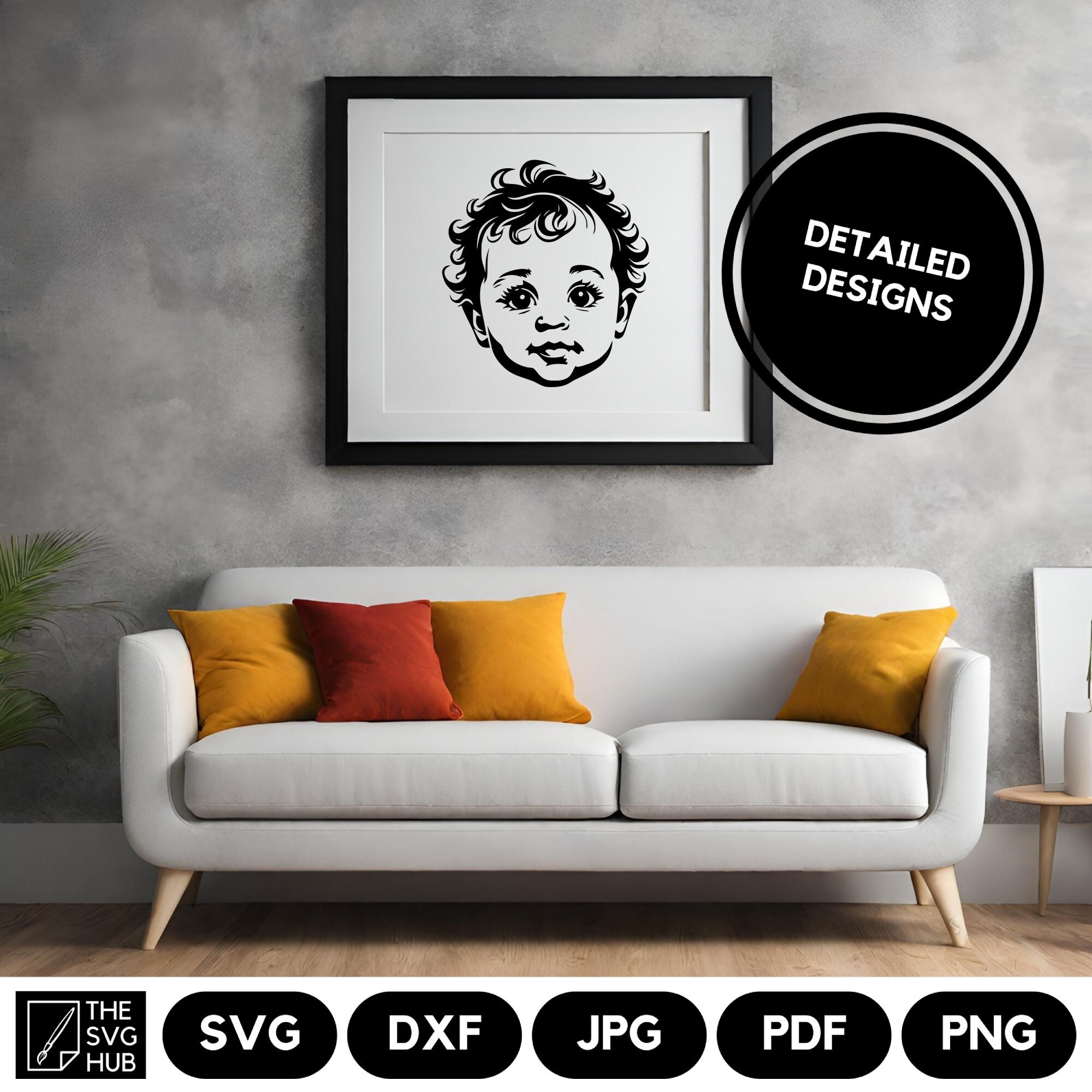 Cute Baby Face SVG, Instant Digital Download, Printable Baby Image for ...