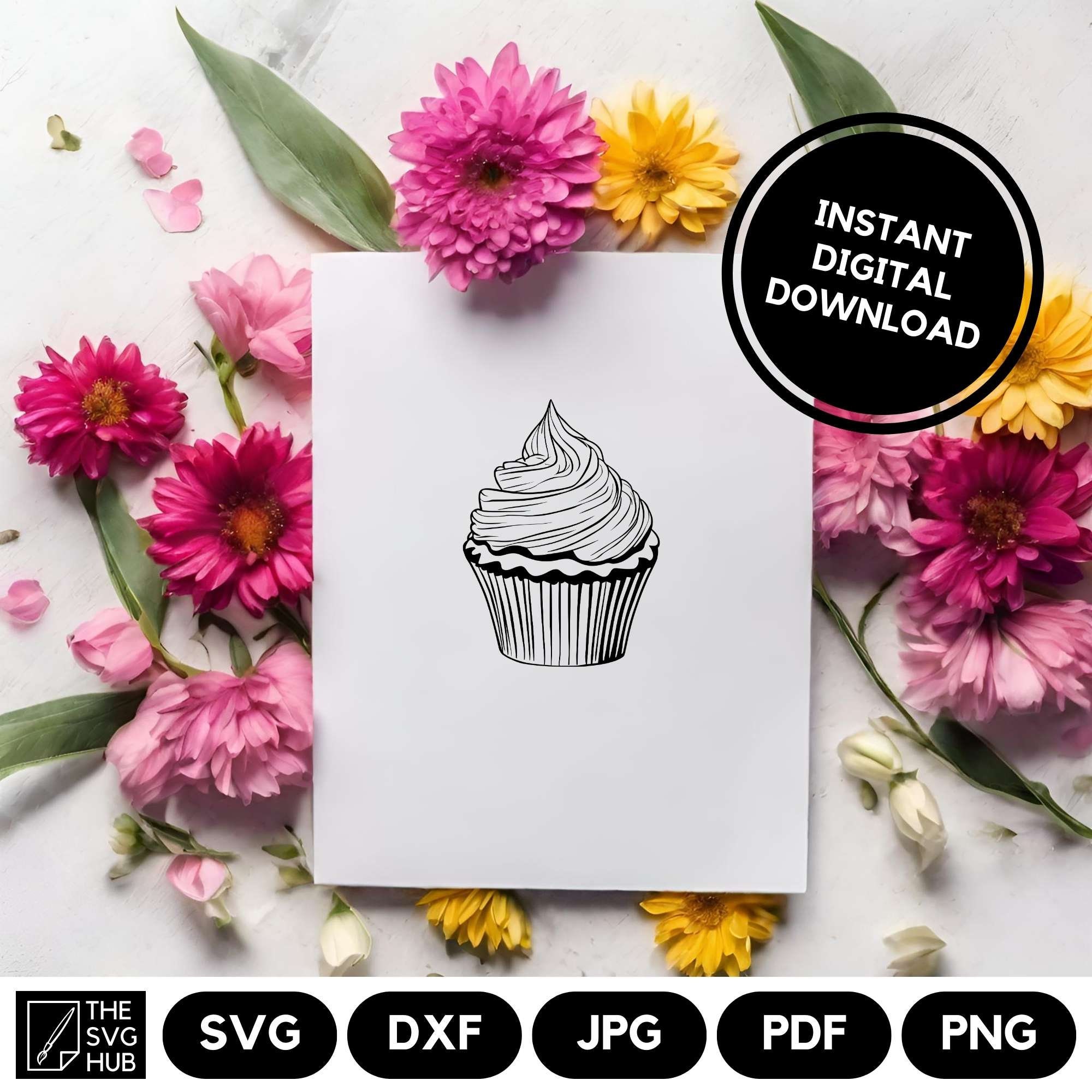 Cupcake SVG Instant Digital Download - Cake Silhouette Clipart ...