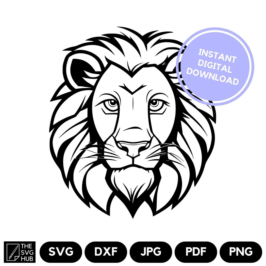 Lion SVG Instant Digital Download - King of the Jungle Clipart ...