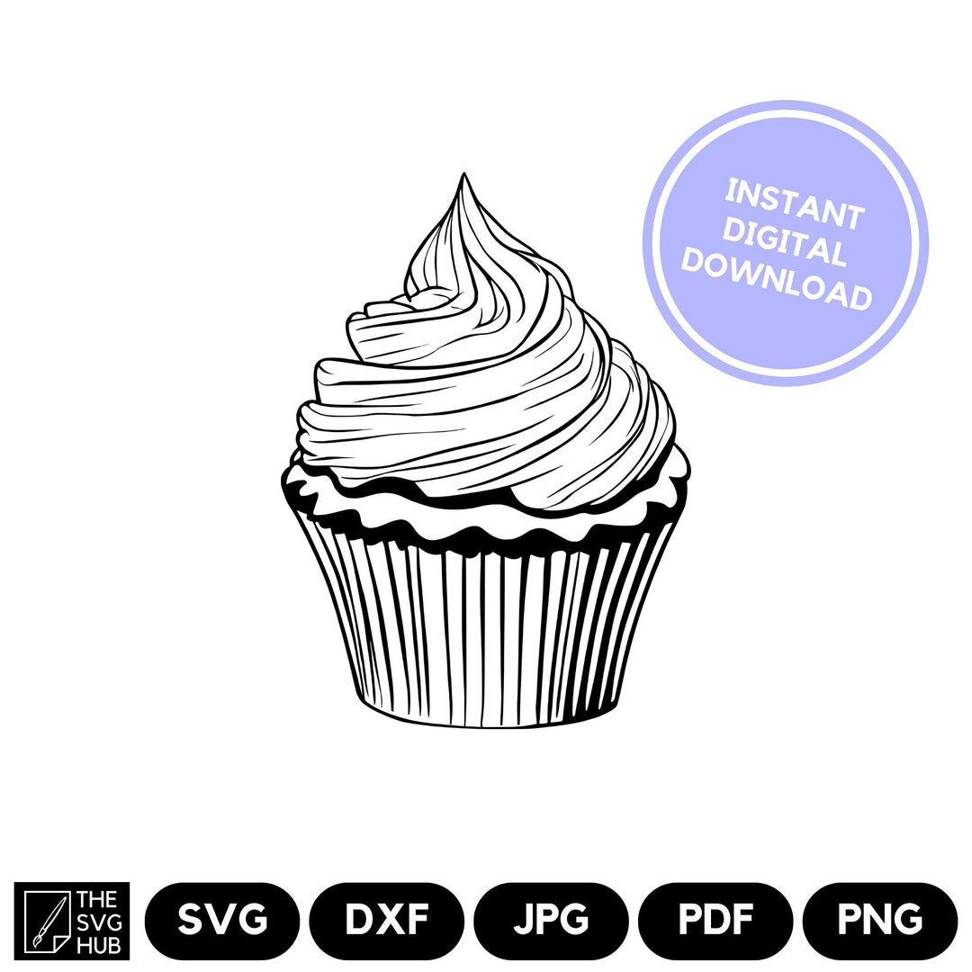 Cupcake SVG Instant Digital Download - Cake Silhouette Clipart ...