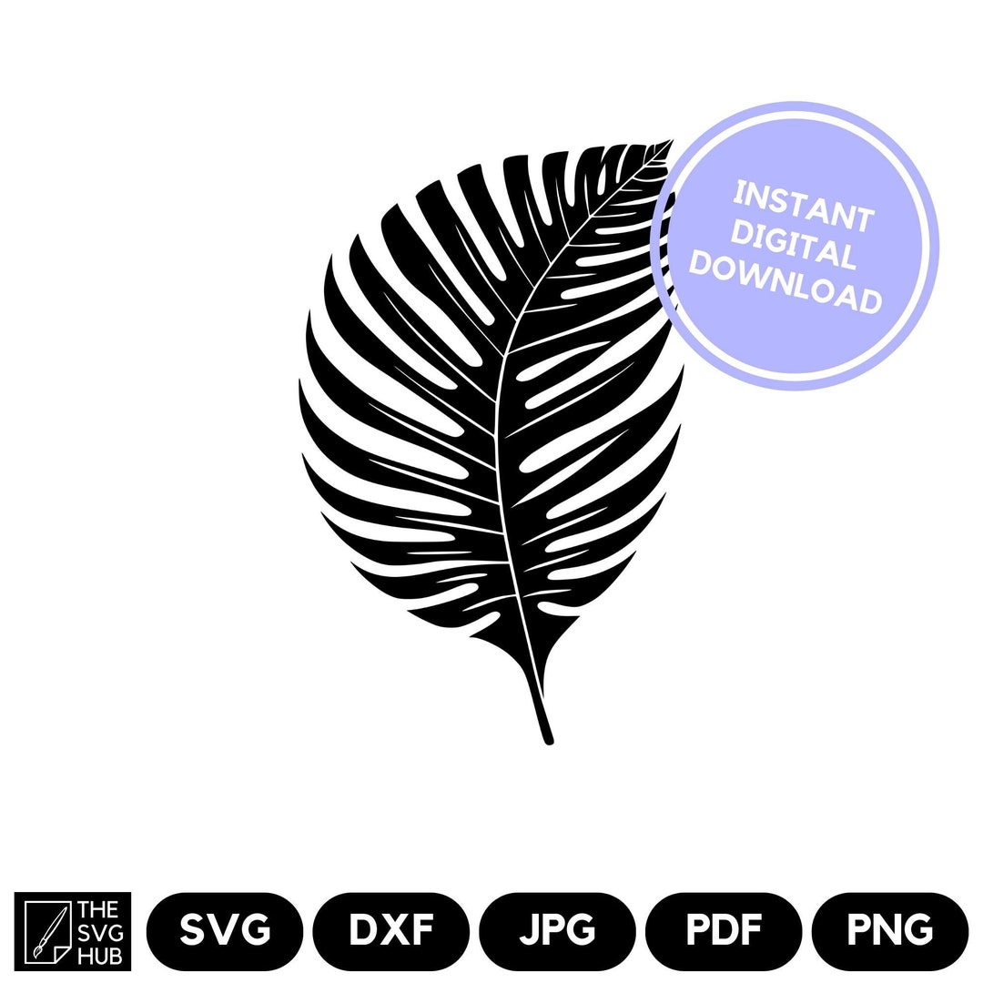 Tropical Palm Leaf SVG Instant Digital Download - Silhouette Clipart ...