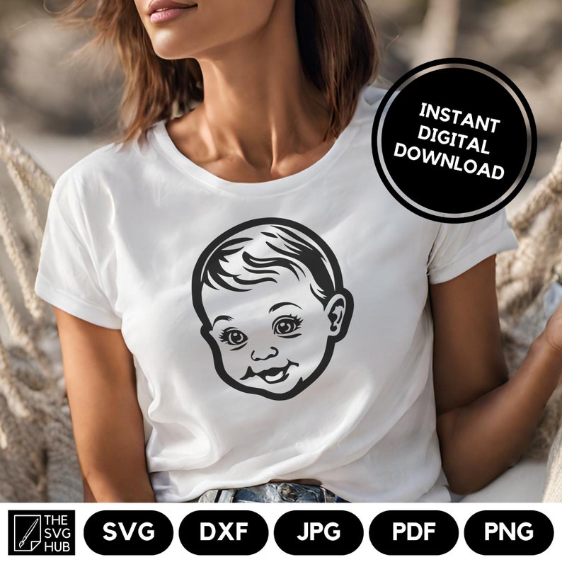 Cute Baby Face SVG, Instant Digital Download, Printable Baby Image for ...