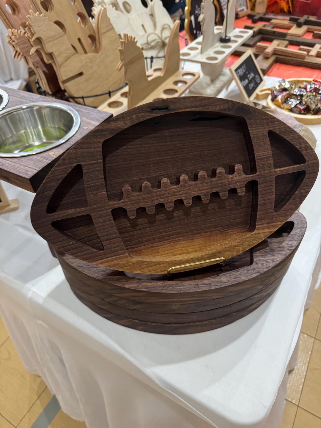 Football Bowl Game Charcuterie Board, Walnut Serving Tray, Football ...