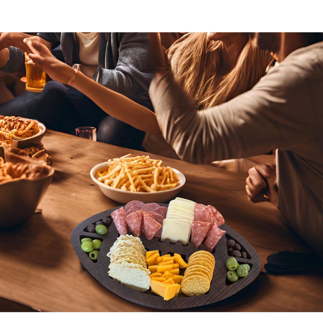 Super Bowl Ready Charcuterie Tray, Walnut Tray, Football Tray, Beer ...