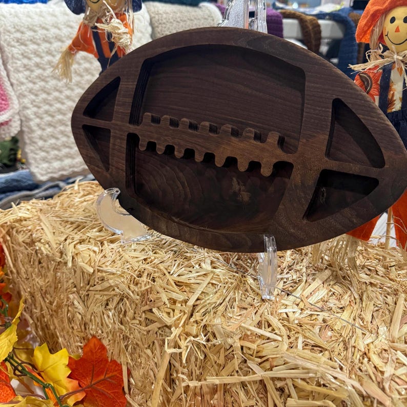 Super Bowl Ready Charcuterie Tray, Walnut Tray, Football Tray, Beer ...