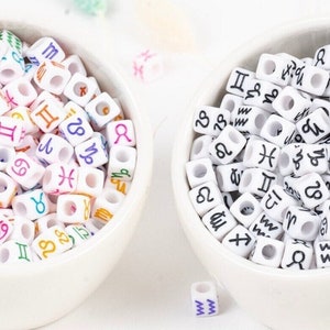 Astrology Themed Cube Beads Zodiac Beads, Horoscope Bracelet,astrology ...
