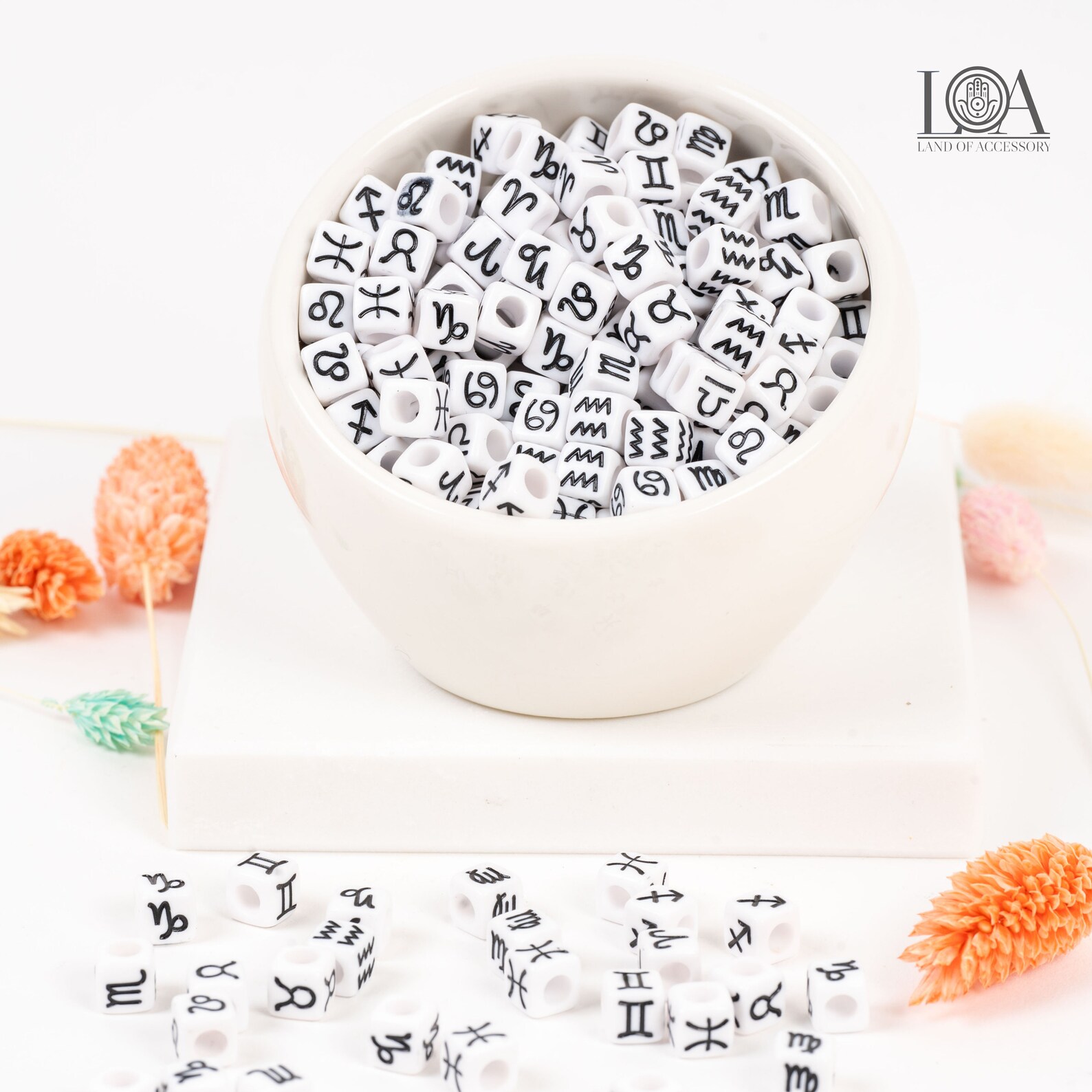 Astrology Themed Cube Beads Zodiac Beads, Horoscope Bracelet,astrology ...