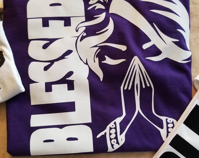 Women's Blessed Shirt, Printed Praying Hands T-shirt, Religious Shirt ...