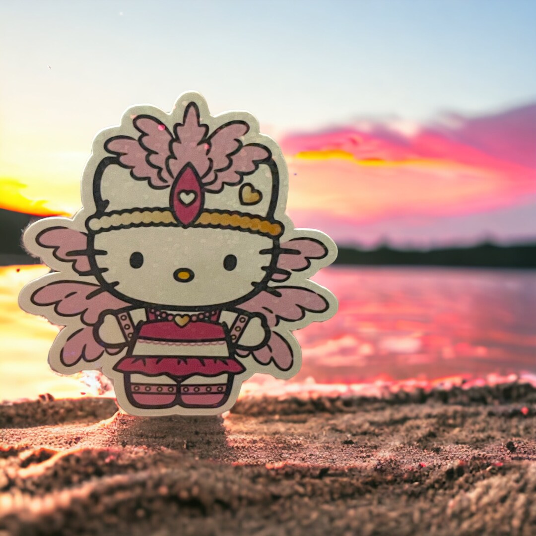 Kitty Vegas Showgirl Costume Sticker Holographic Dots Etsy