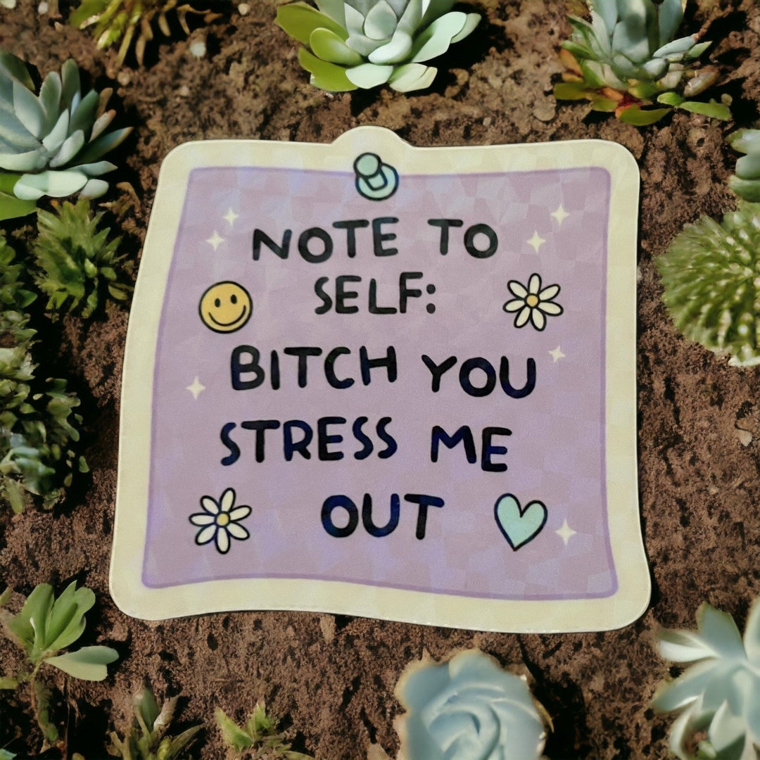 Bitch You Stress Me Out Note Sticker specialty Holographic Squares - Etsy