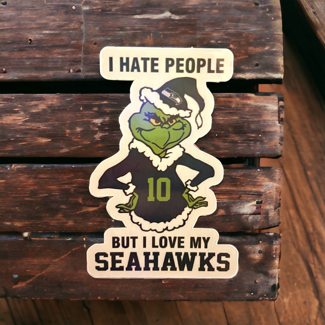 Grinch Seahawks Football I Hate People Sticker holographic - Etsy