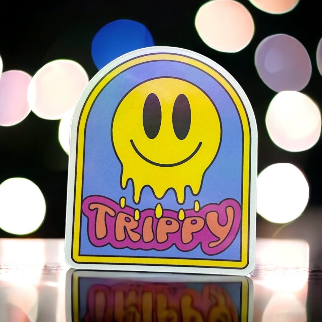 Trippy Happy Face Sticker Holographic - Etsy