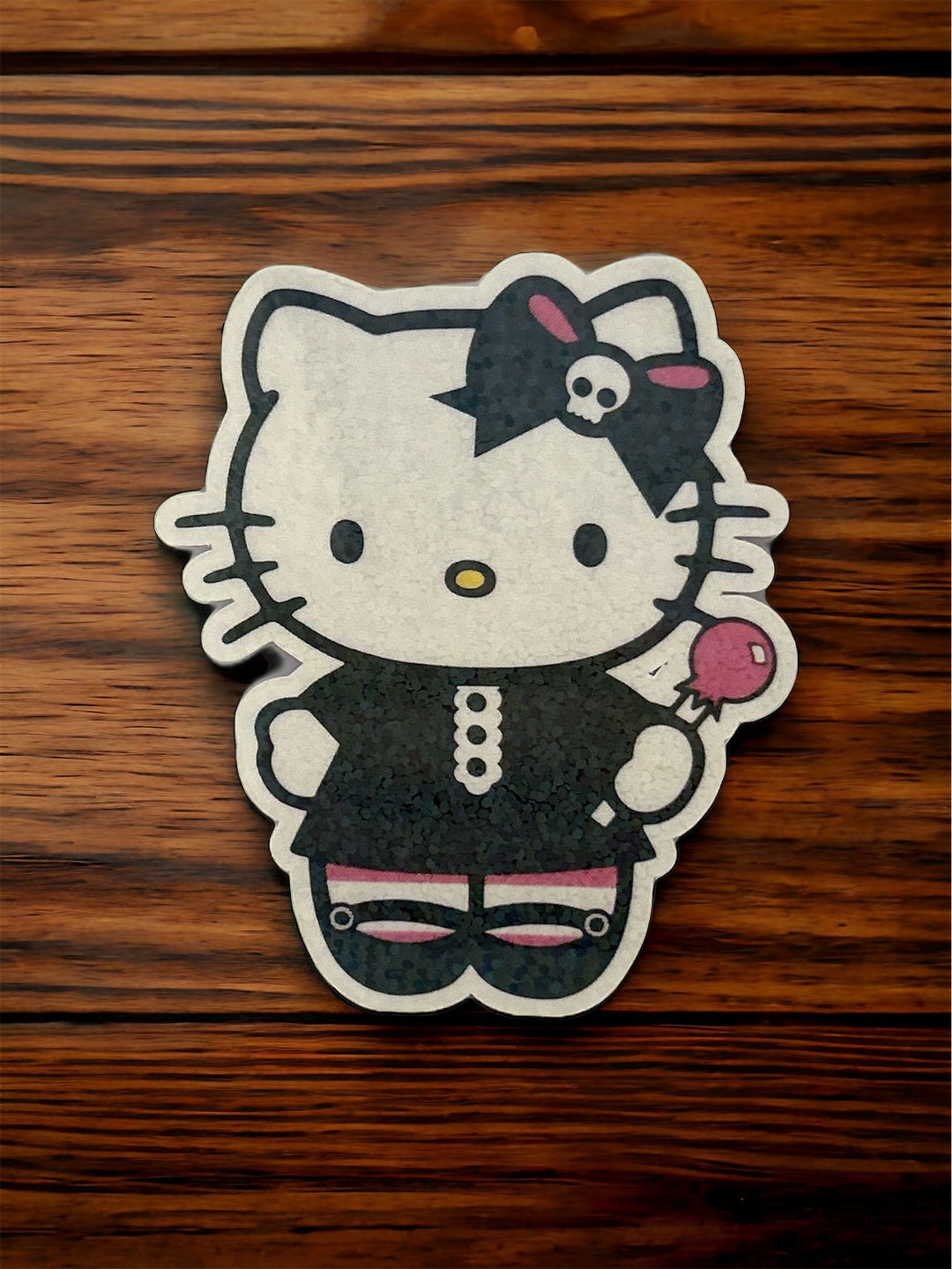 Cute Kitty in Black Gothic Outfit Sticker (holographic/dots) - Etsy
