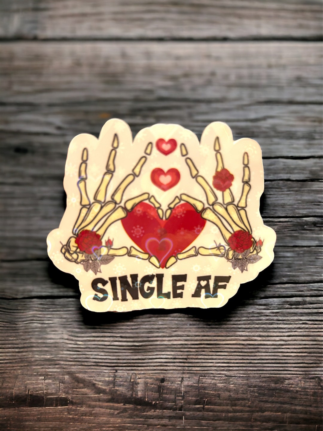 Single AF Skeleton Hands Holding Heart Sticker holographic/hearts - Etsy