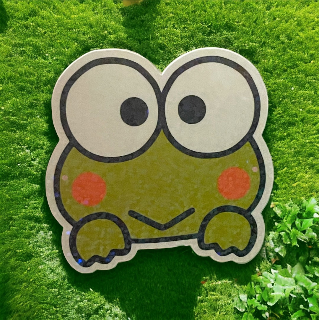 Cute Green Frog Head Sticker Holographic/dots - Etsy