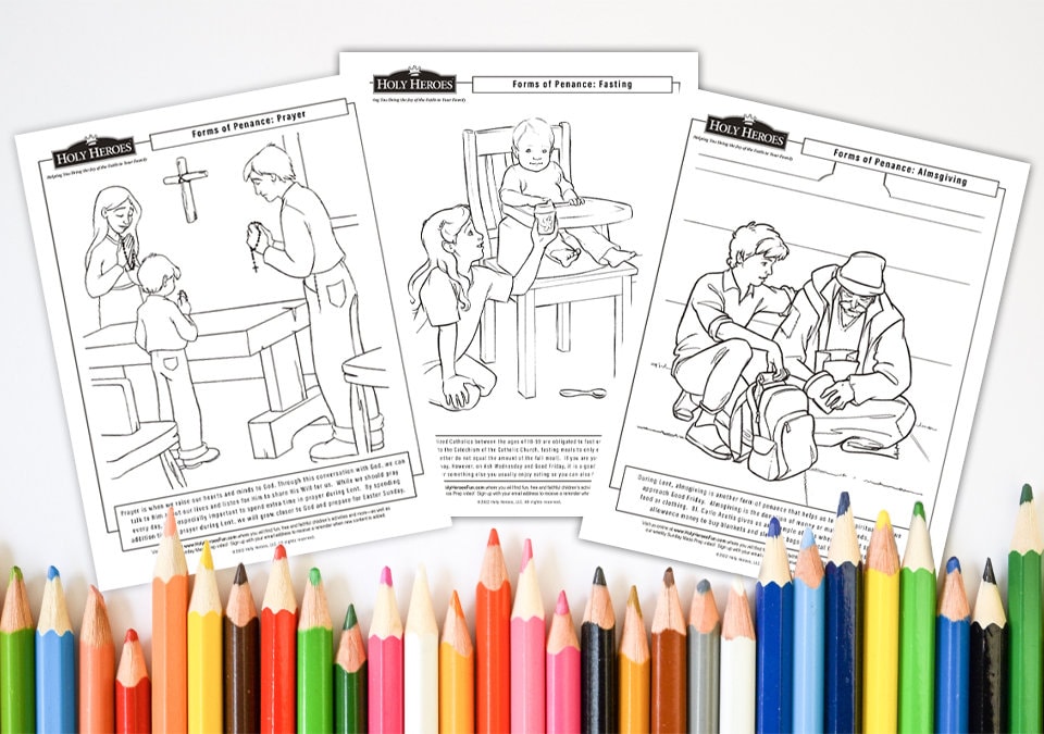 Pillars of Lent (prayer, Fasting, and Almsgiving) Coloring Download - Etsy