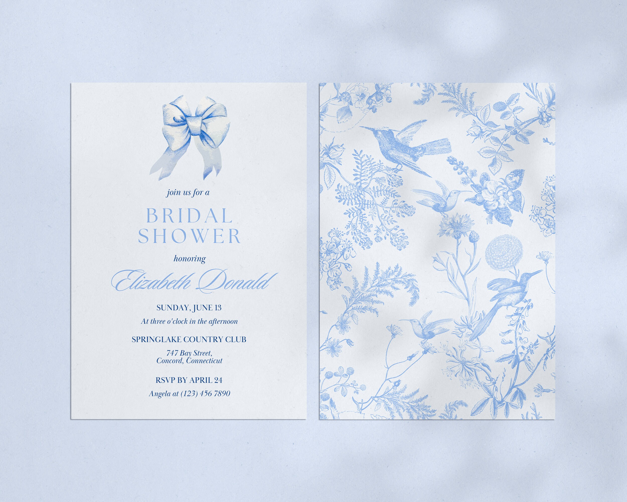 Toile Floral Bridal Shower Invitation Template, 5x7 Something Blue ...