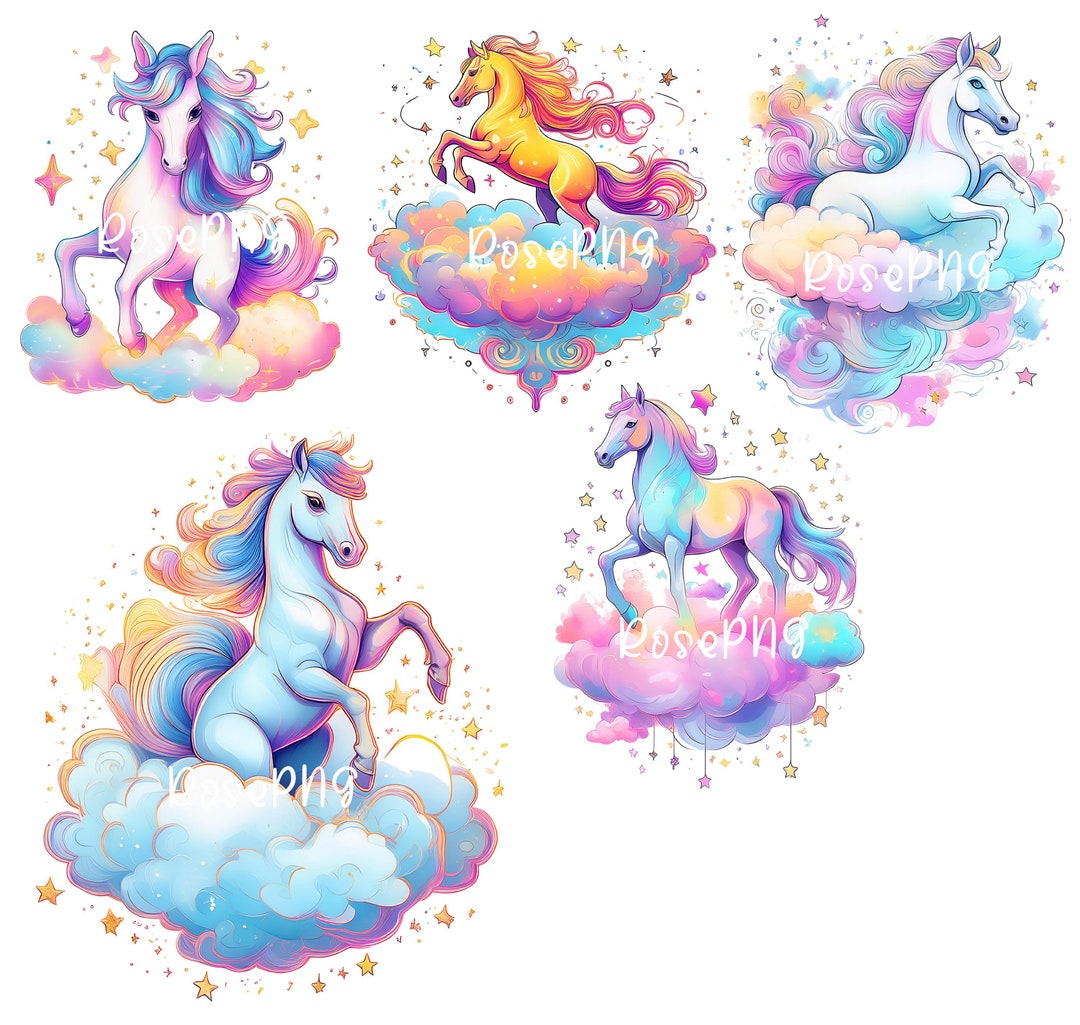 Magical Horses and Unicorns PNG Bundle 5 Individual High Quality Art - Etsy