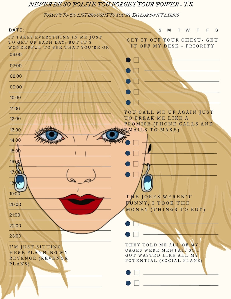 Taylor Swift Themed Daily Planner - Etsy
