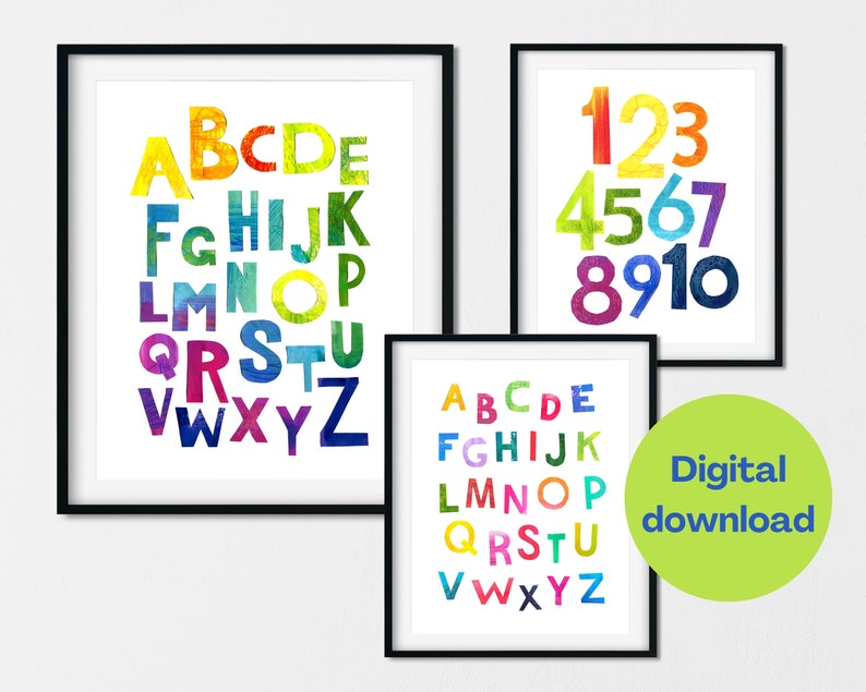 Posters English Alphabet and Numbers. Decor for the Nursery and Class ...