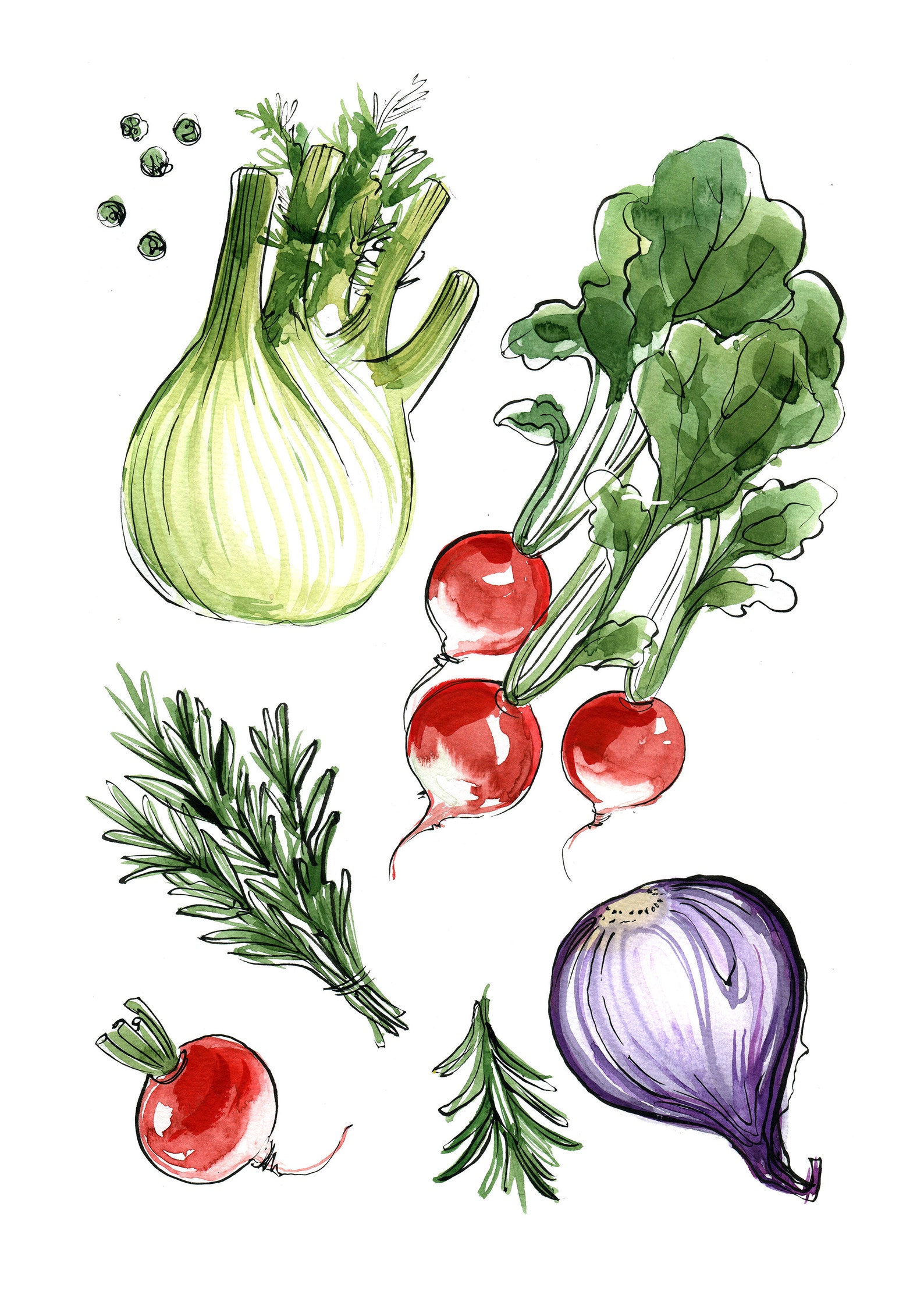 Kitchen Printable Art. Food Watercolor Poster. A2 Print Based on ...