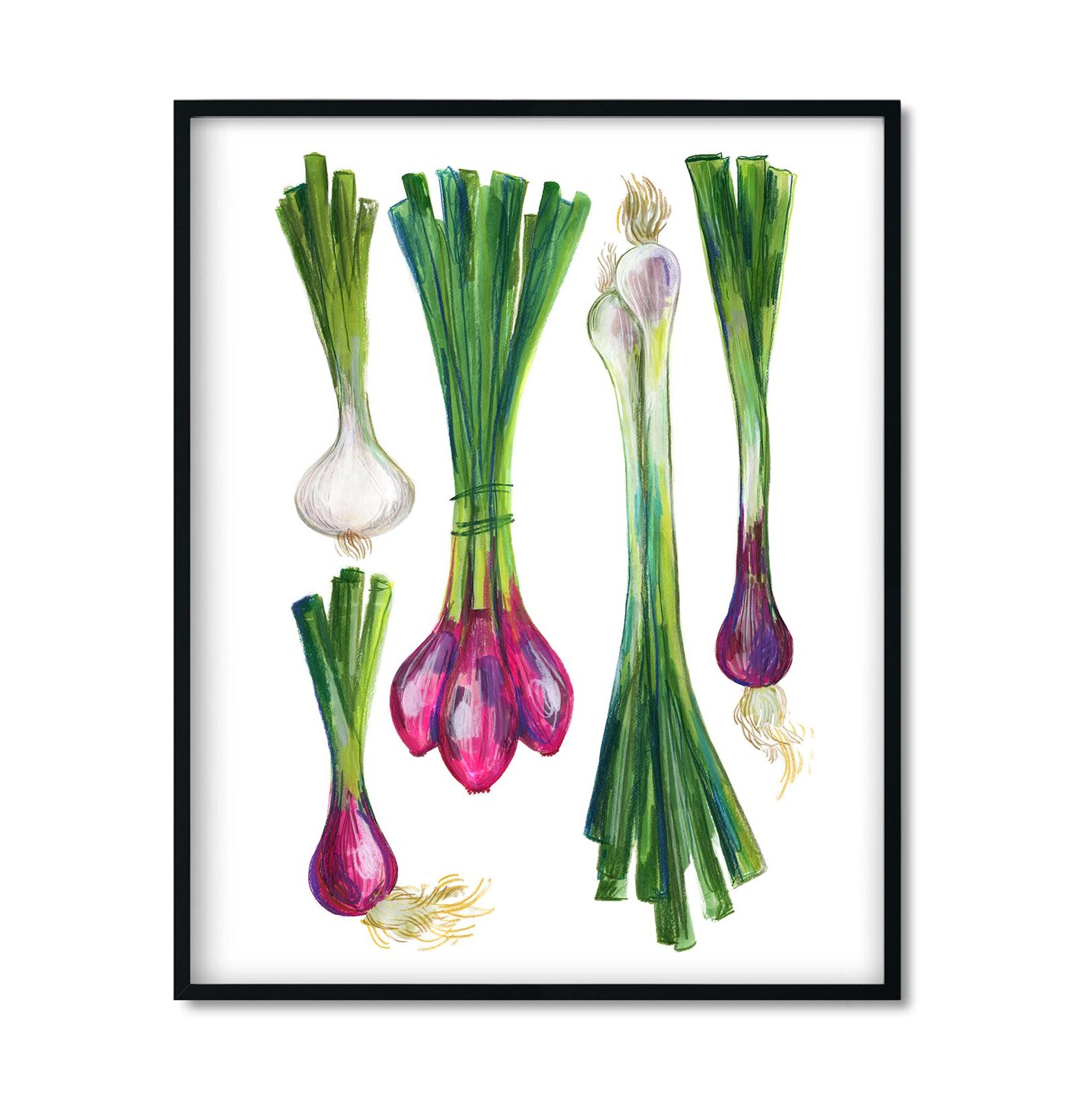 Onion. Vegetables Drawn With Gouache and Colored Pencils. Posters With ...