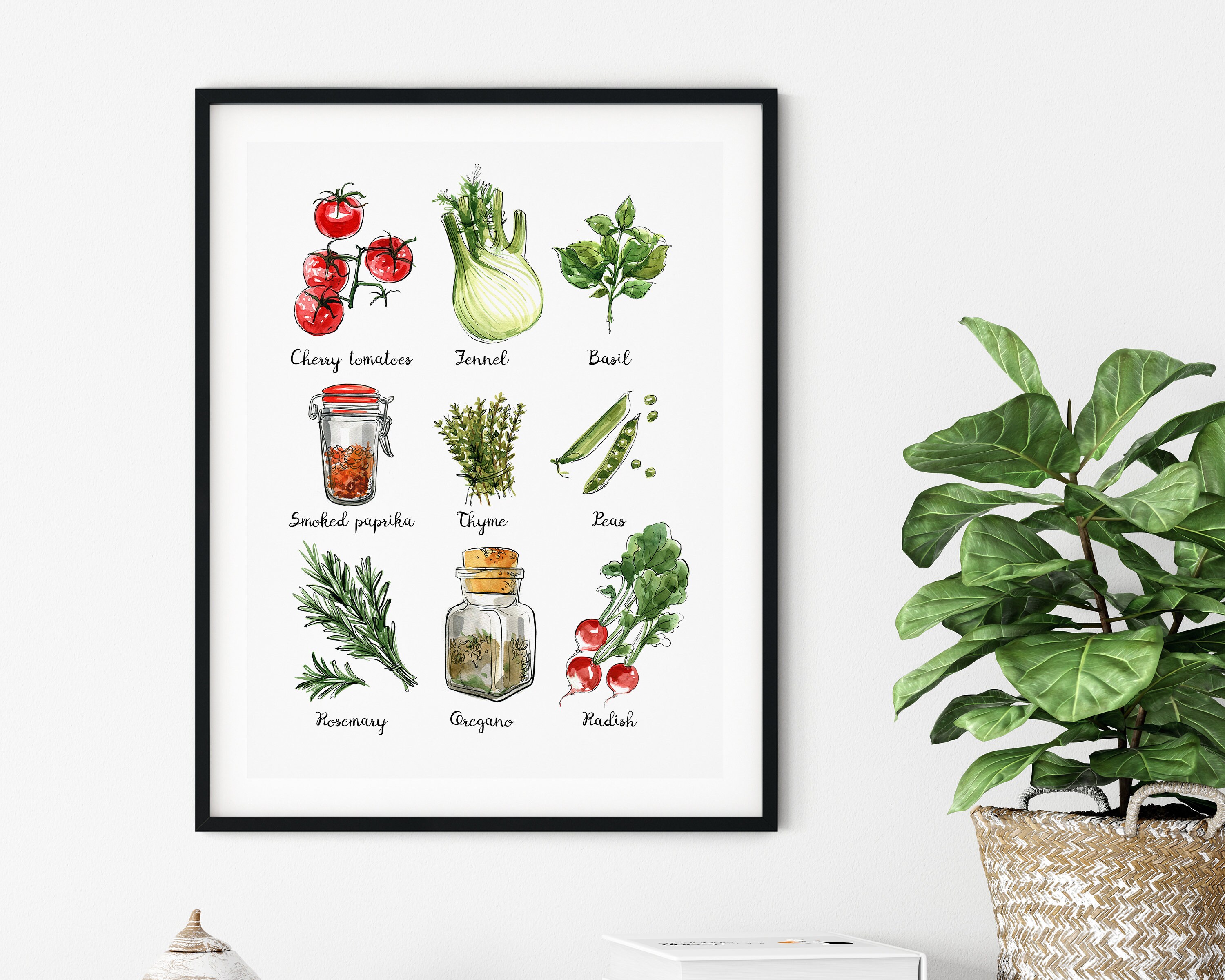 Kitchen Printable Art. Food Watercolor Poster. A2 Print Based on ...
