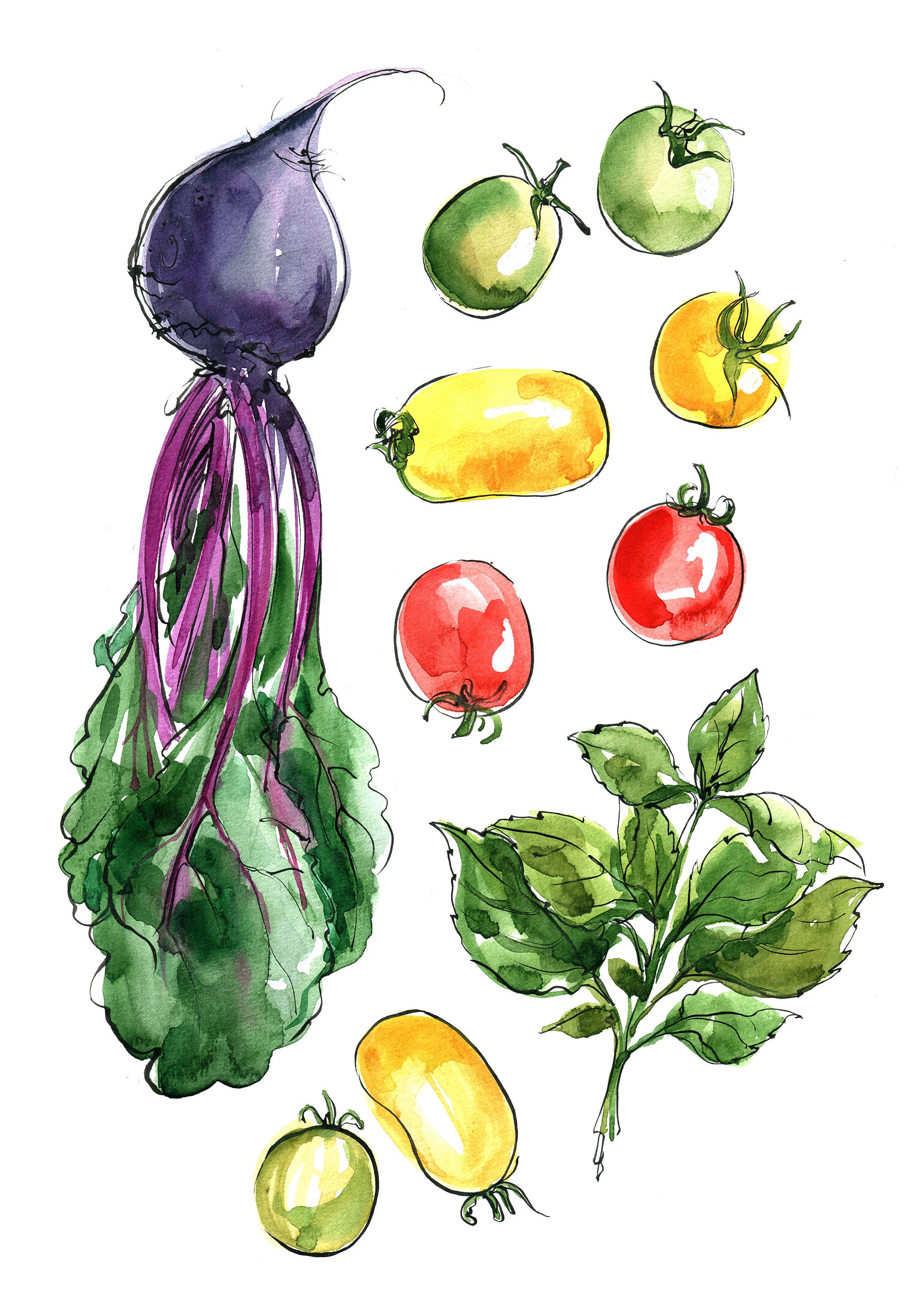 Kitchen Printable Art. Food Watercolor Poster. A2 Print Based on ...