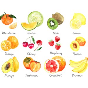 Poster With Watercolor Vegetables and Fruits English Alphabet. Decor ...