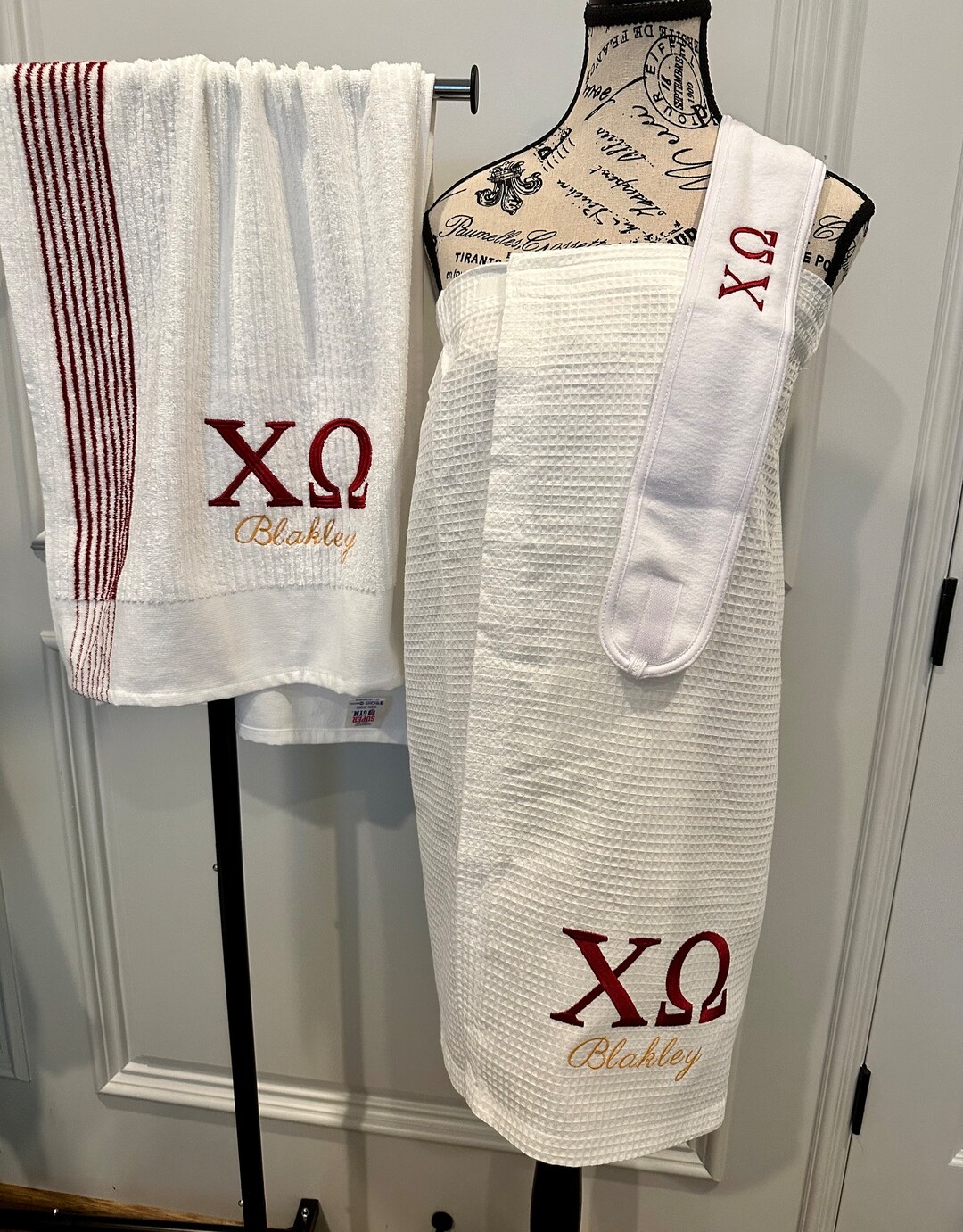 Sorority Swag Monogrammed With Sorority Name and Colors, Name Spa Wrap ...